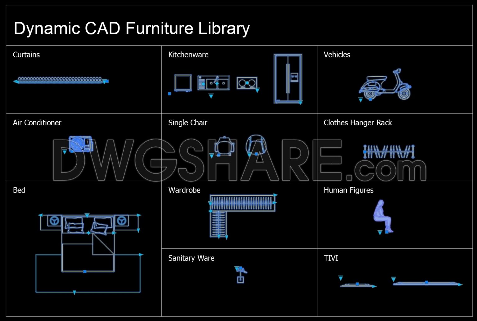 70. Dynamic CAD Furniture Blocks Library Free Download